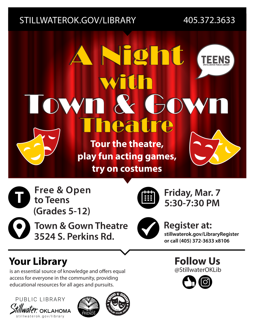 Library and Town & Gown offer a free acting class for teens